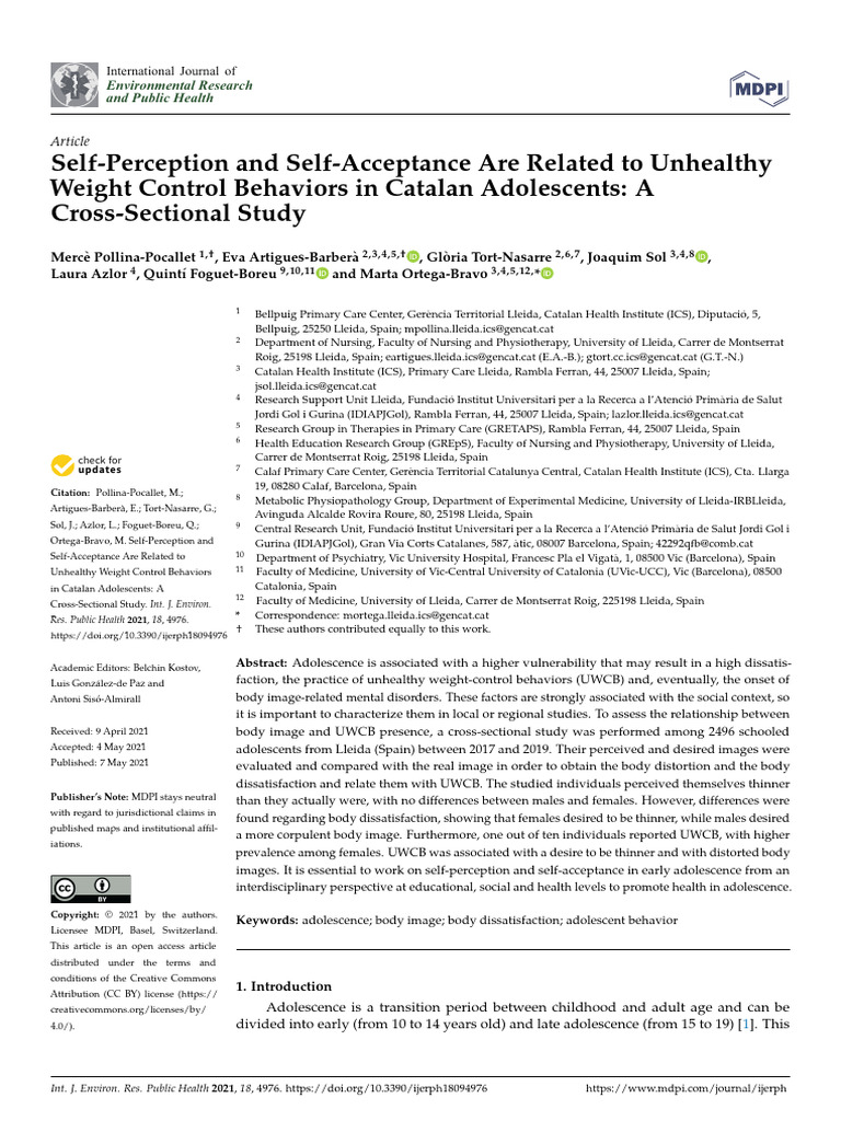 A Cross-Sectional Study | PDF | Eating Disorder | Adolescence