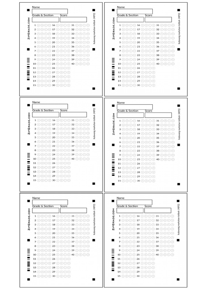 Zipgrade 6pcs Long | PDF