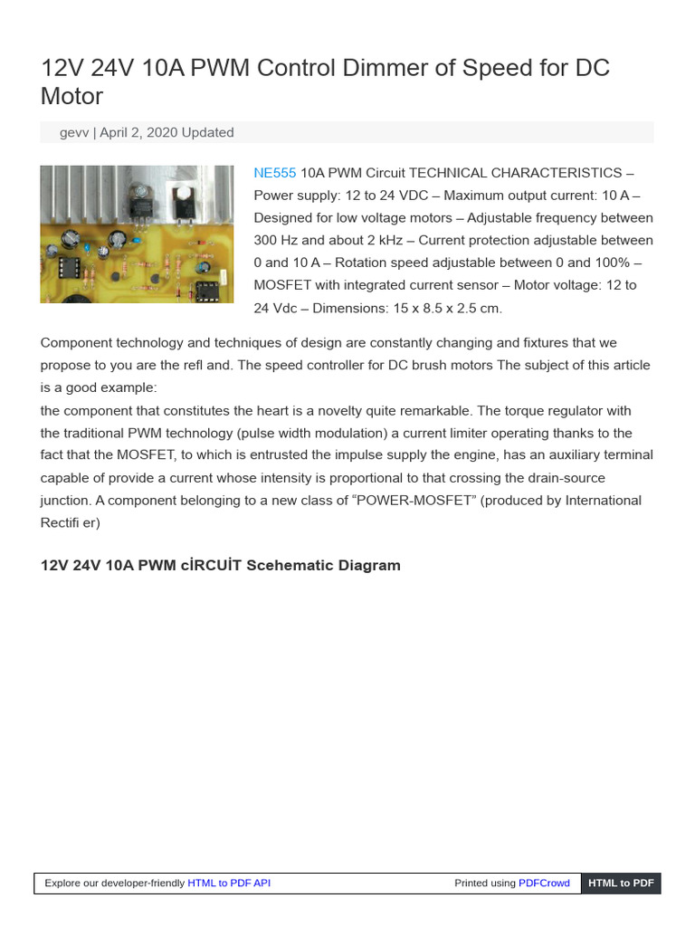 Adi Regulator Turatie 12v 24v 10a Cu lm555 Si Op | PDF | Electrical Engineering | Electricity