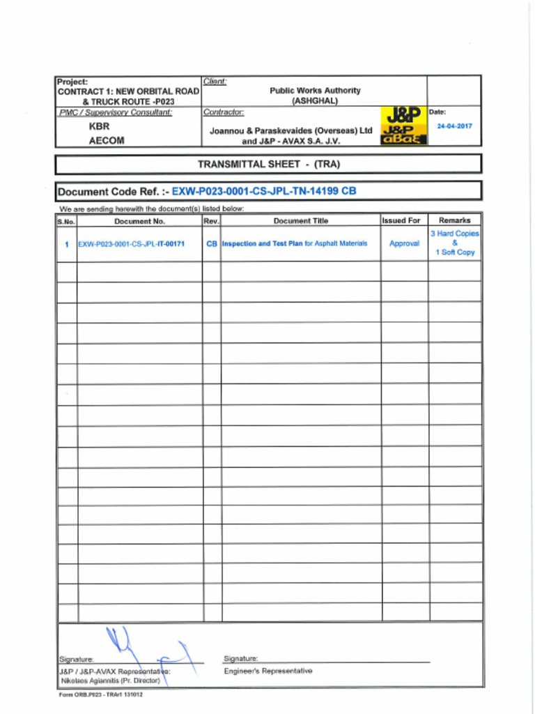 Asphalt Works ITP - J&P | PDF | Materials