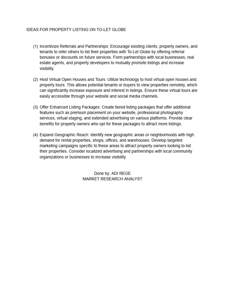 Ideas For Property Listing On To-Let Globe | PDF