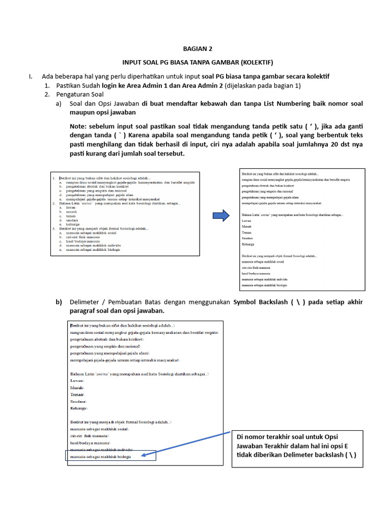 Bagian 2 Input Soal PG Biasa Tanpa Gambar | PDF