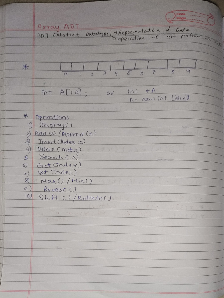 00 Array ADT Hand Written Notes | PDF