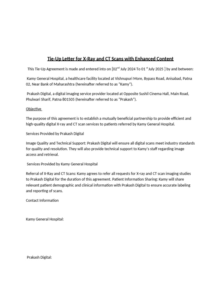 Tie Up Letter | PDF