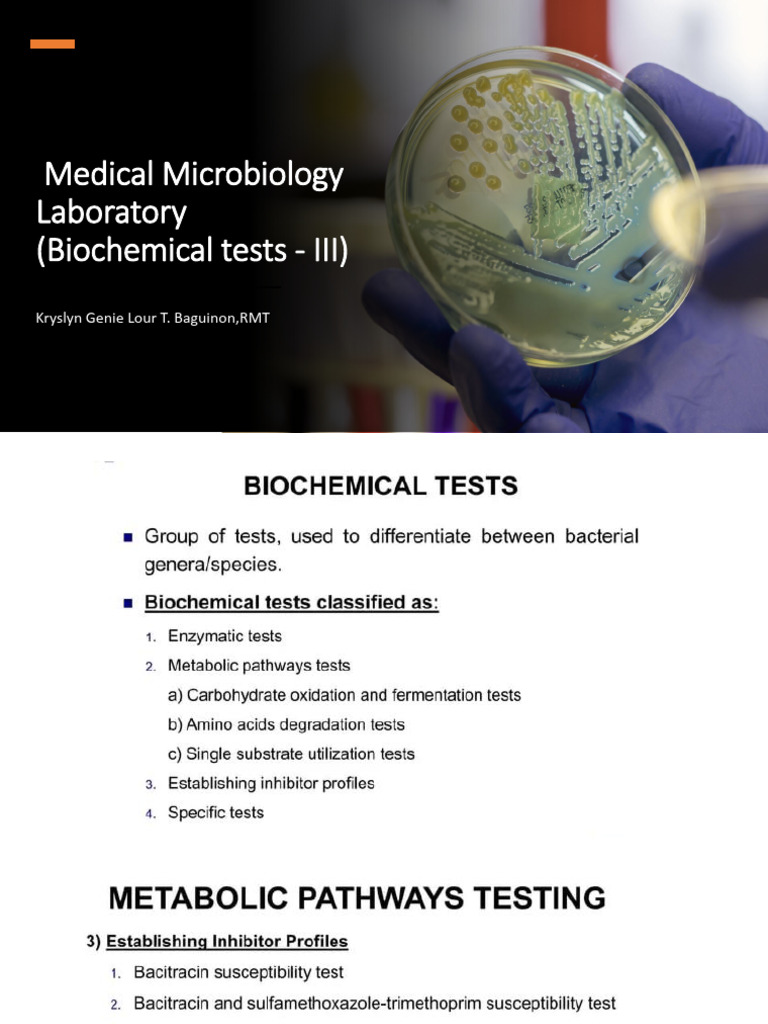 Microbiology Laboratory (Biochemical Tests - III) | PDF