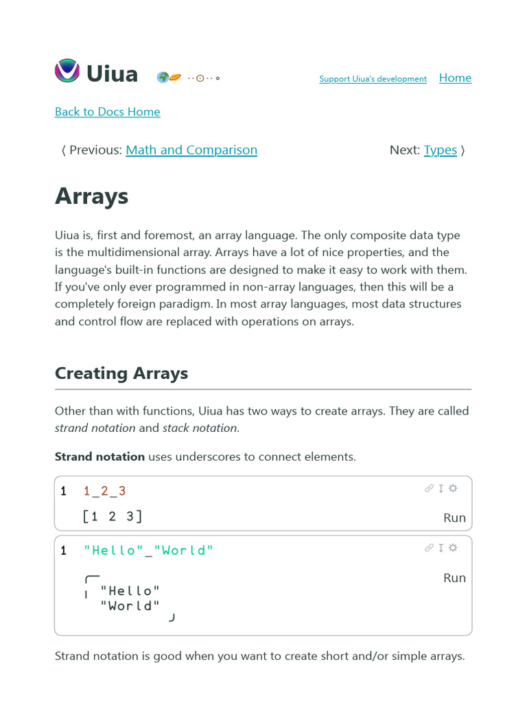 Arrays - Uiua Docs | PDF | Matrix (Mathematics) | Mathematics