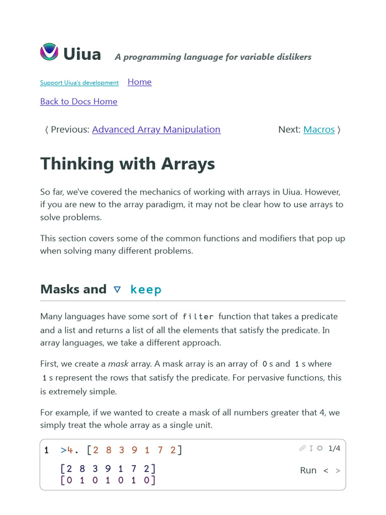 Uiua Array Paradigm Guide | PDF | String (Computer Science) | Computer Programming