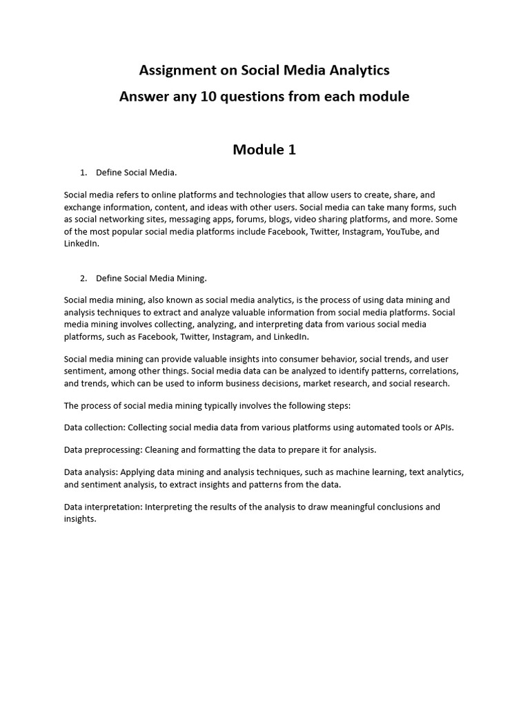 Social Media Analytics Assignment Guide | PDF | Popular Culture & Media ...