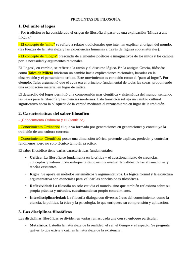 Preguntas Filosofia | PDF | Conocimiento | Empirismo