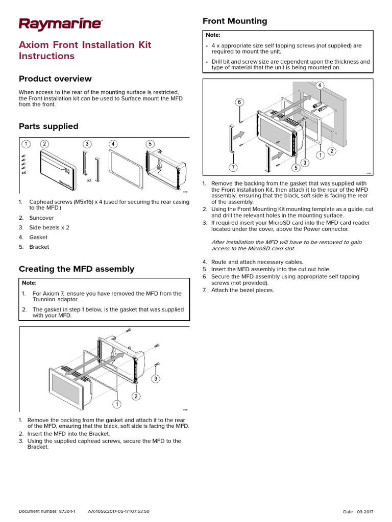 Axiom GBS Front Installation Kit Installation Instructions 87304-1-EN ...