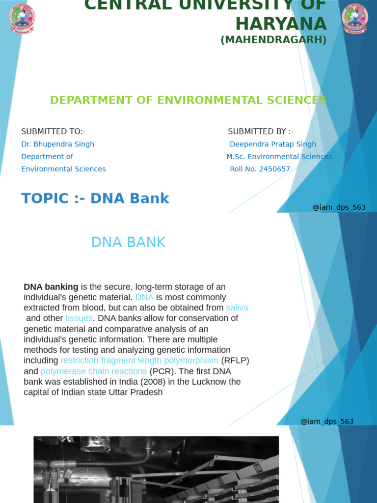 DNA Bank Presentation | PDF | Biodiversity | Genetic Engineering