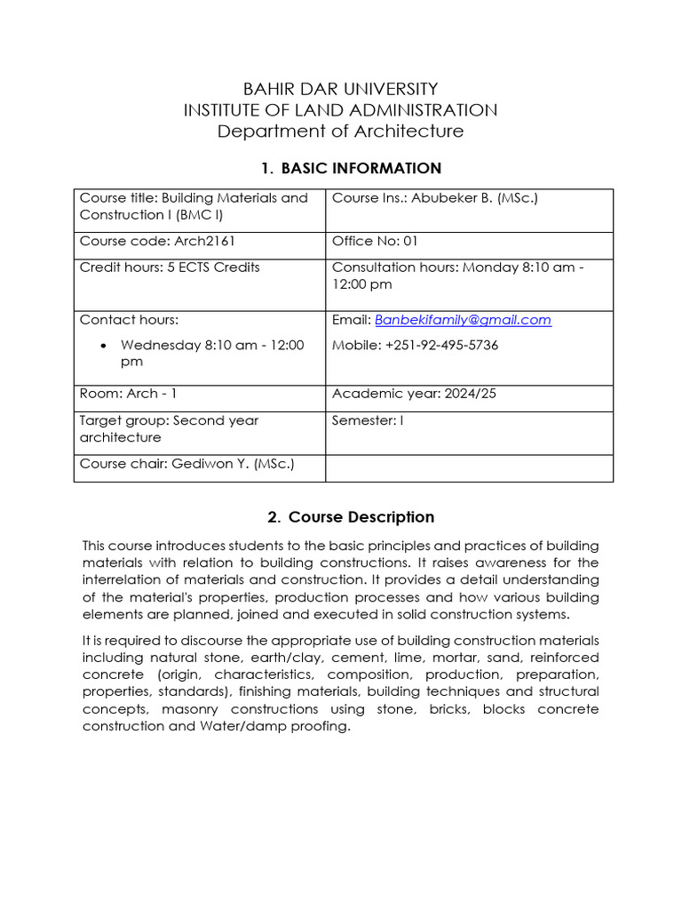 BMC I - 2017 EC | PDF | Building Materials | Mortar (Masonry)