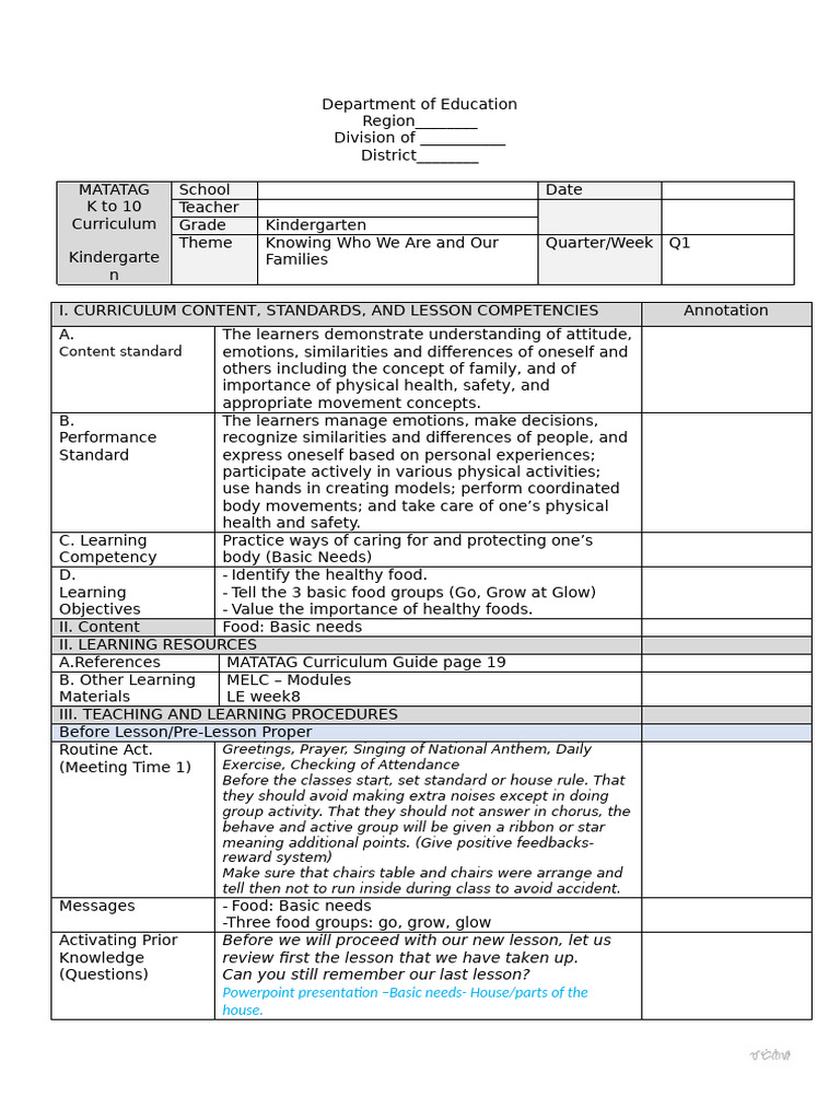 0.Lesson-Plan-Basic-Needs-Foods-English | PDF | Learning | Curriculum
