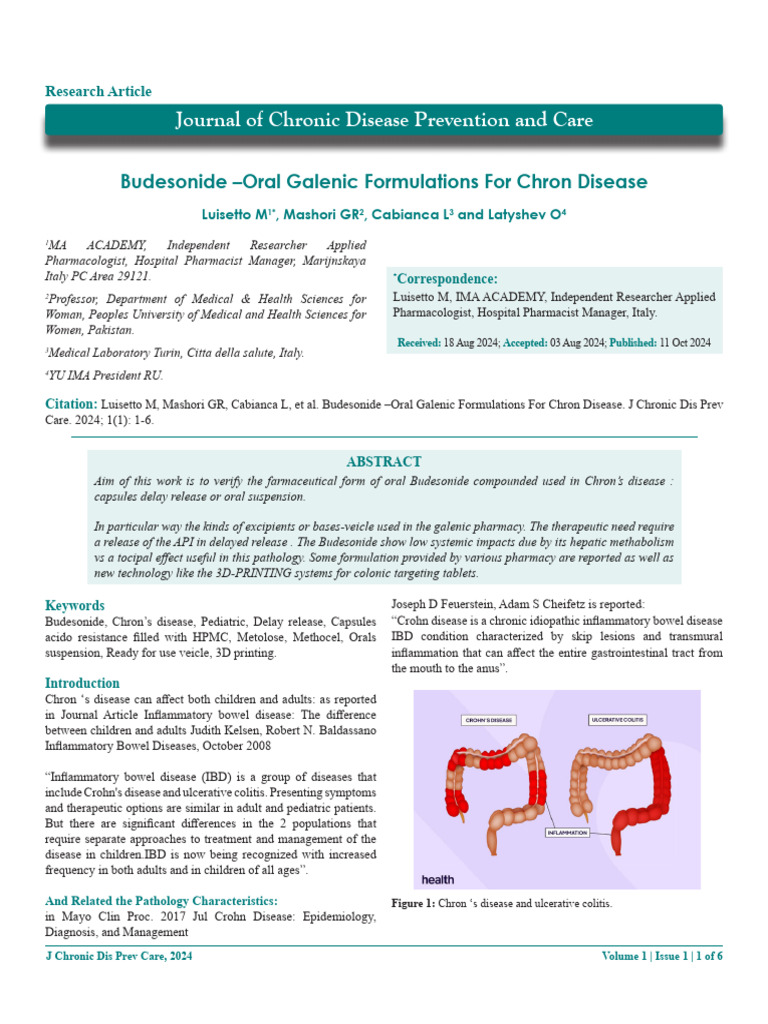 Budesonide - Oral Galenic Formulations For Chron Disease | PDF ...