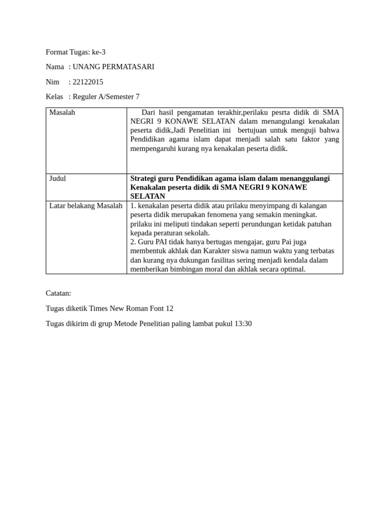 Format Tugas UNANG PERMATASARI | PDF