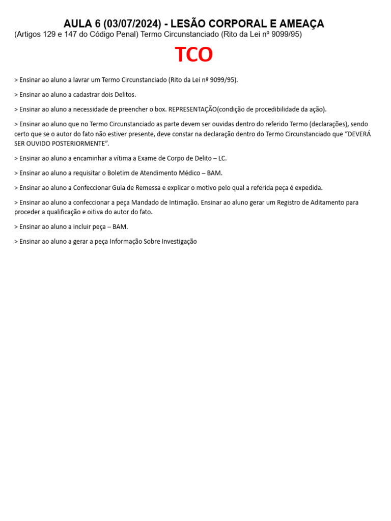 Aula 6 - Lesão Corporal e Ameaça | PDF | Lesão corporal (crime)