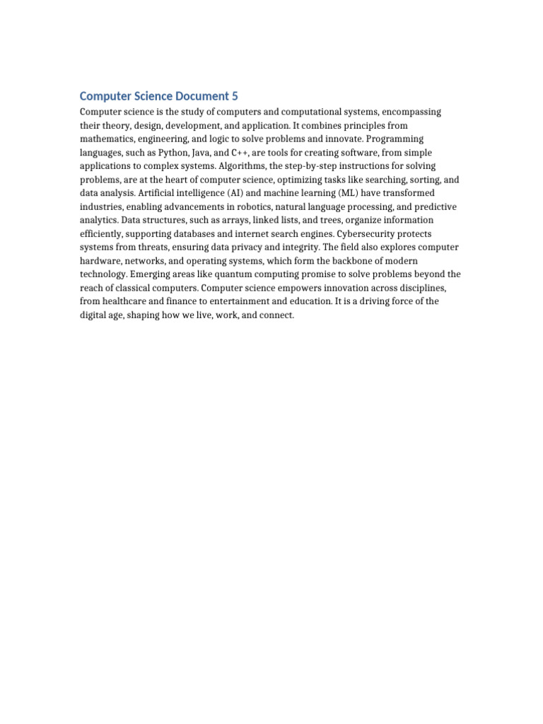 Computer Science - Document - 5 | PDF