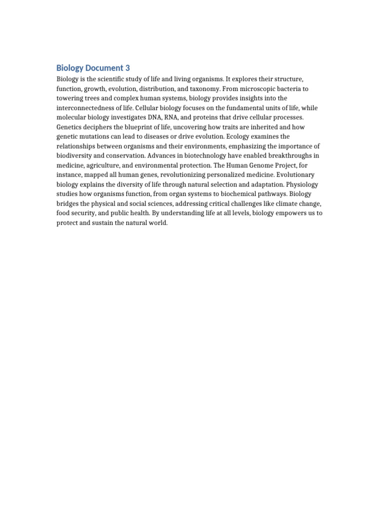 Biology Document 3 | PDF