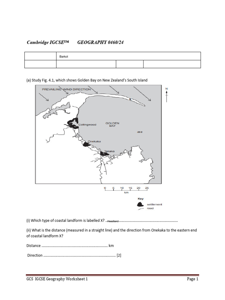 Geography IGCSE G 10 Worksheet 1 | PDF | Coast | Beach