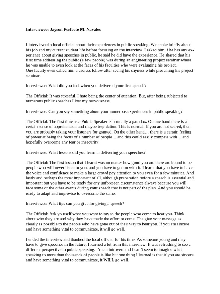 Interview Report | PDF | Public Speaking | Psychology