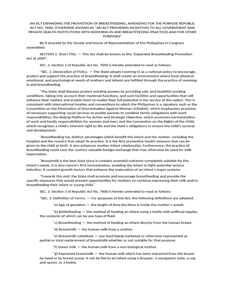 RA 10028 | PDF | Breast Milk | Breastfeeding