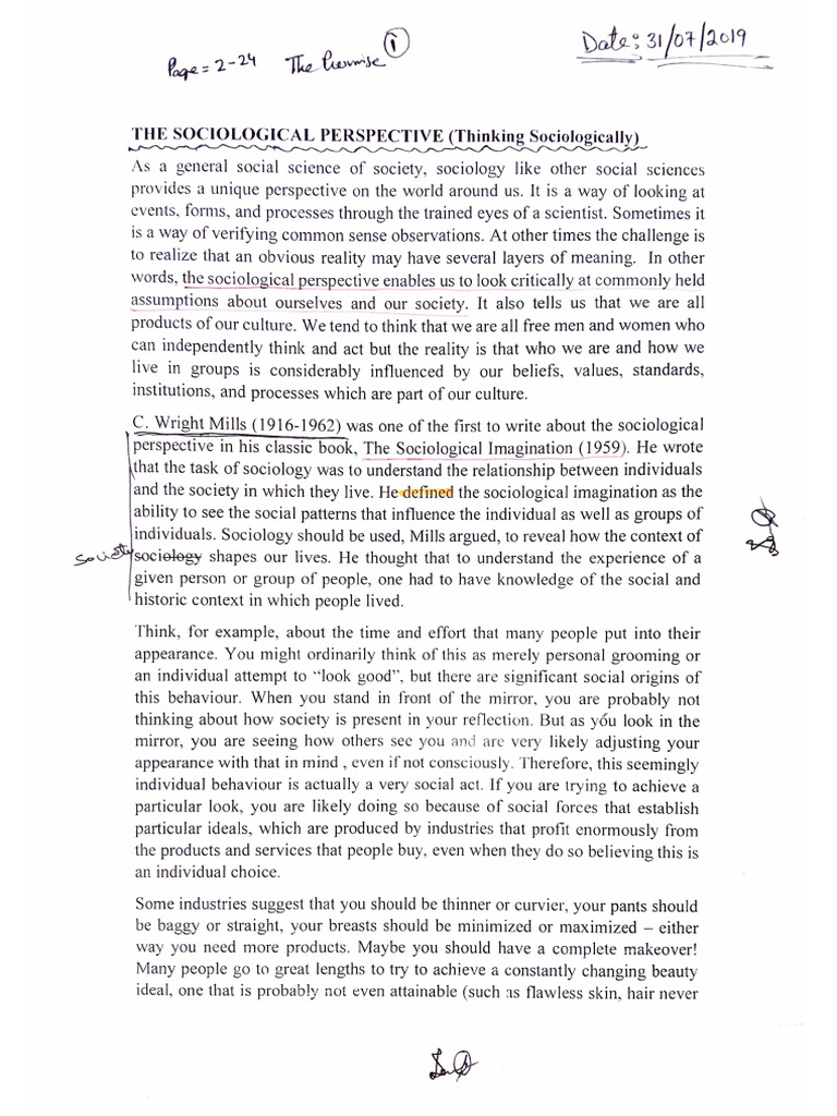 Thinking Sociologically | PDF | Sociology | Experience