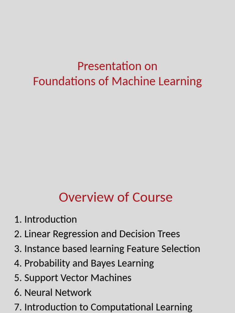 Presentation on ML - Copy | PDF | Errors And Residuals | Principal Component Analysis