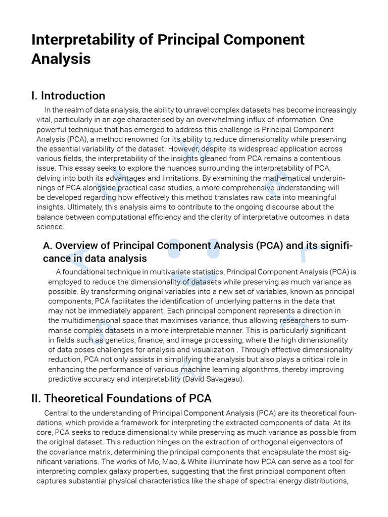 Interpretability of Principal Component Analysis | PDF | Principal Component Analysis | Applied ...