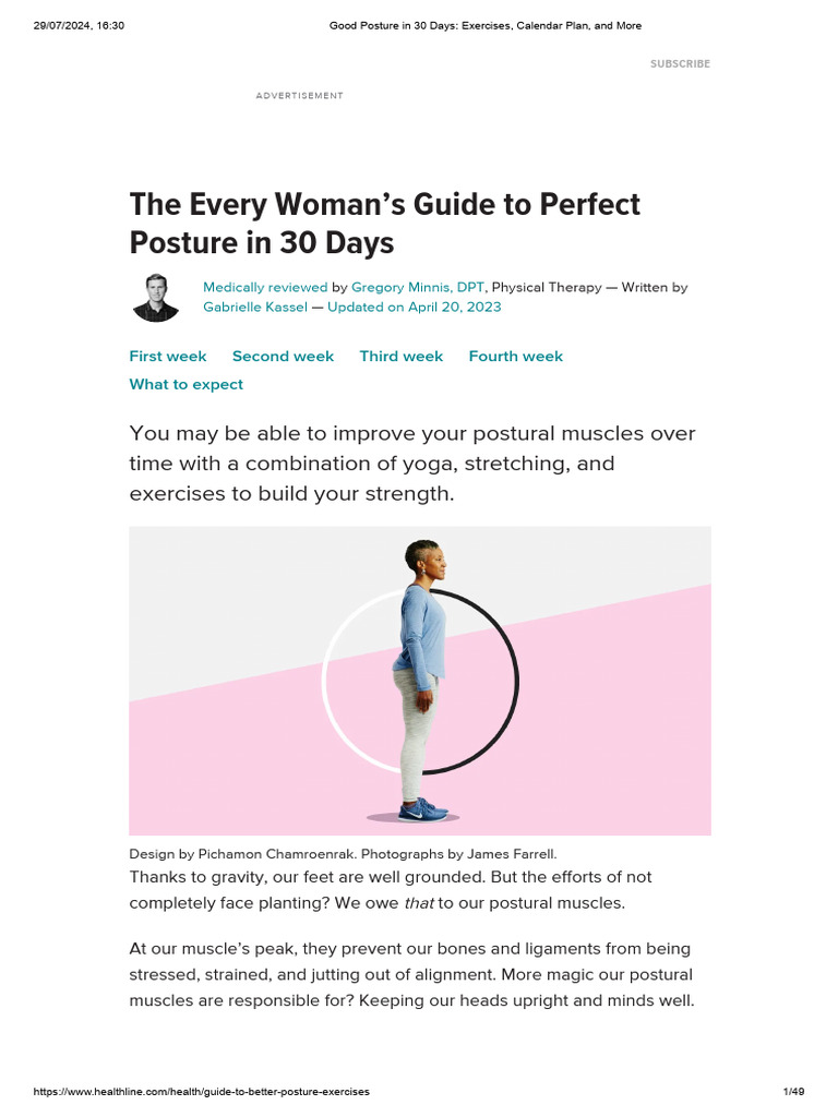 Good Posture In 30 Days Exercises Calendar Plan And More Pdf