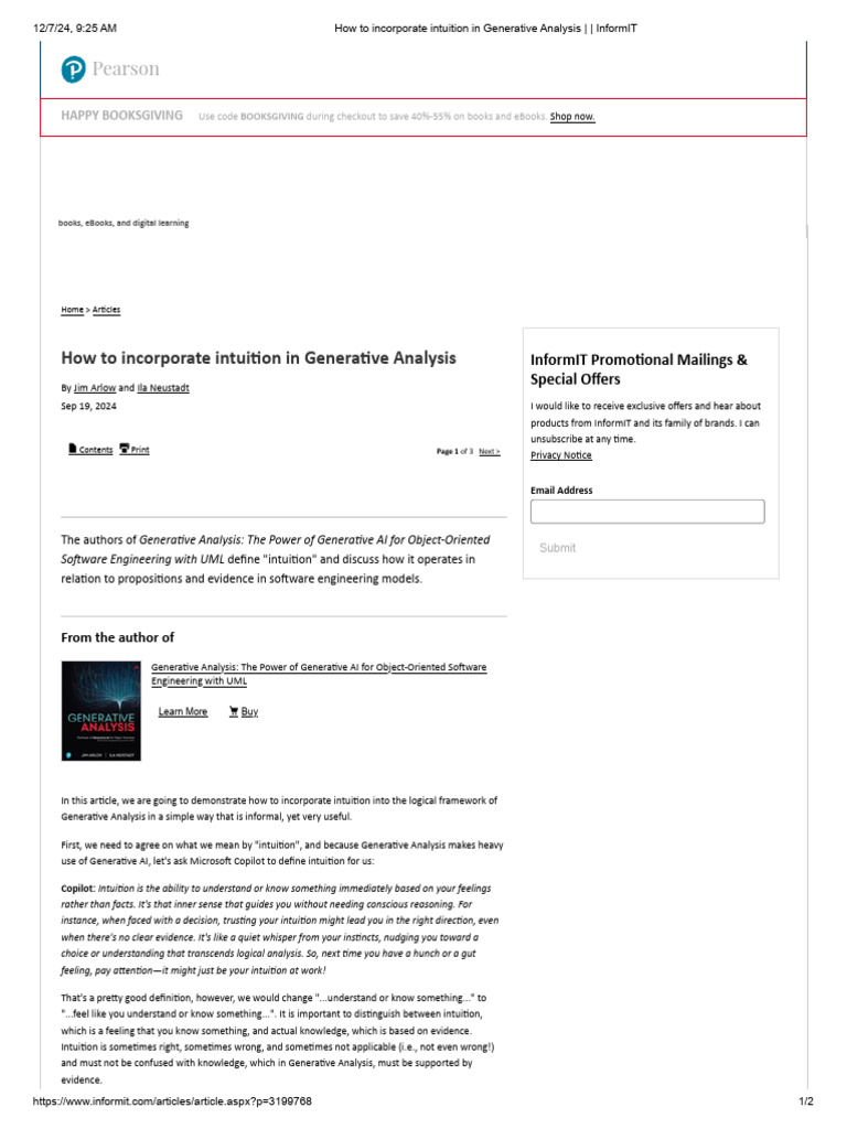 Intuition in Generative Analysis | PDF | Intuition | Truth