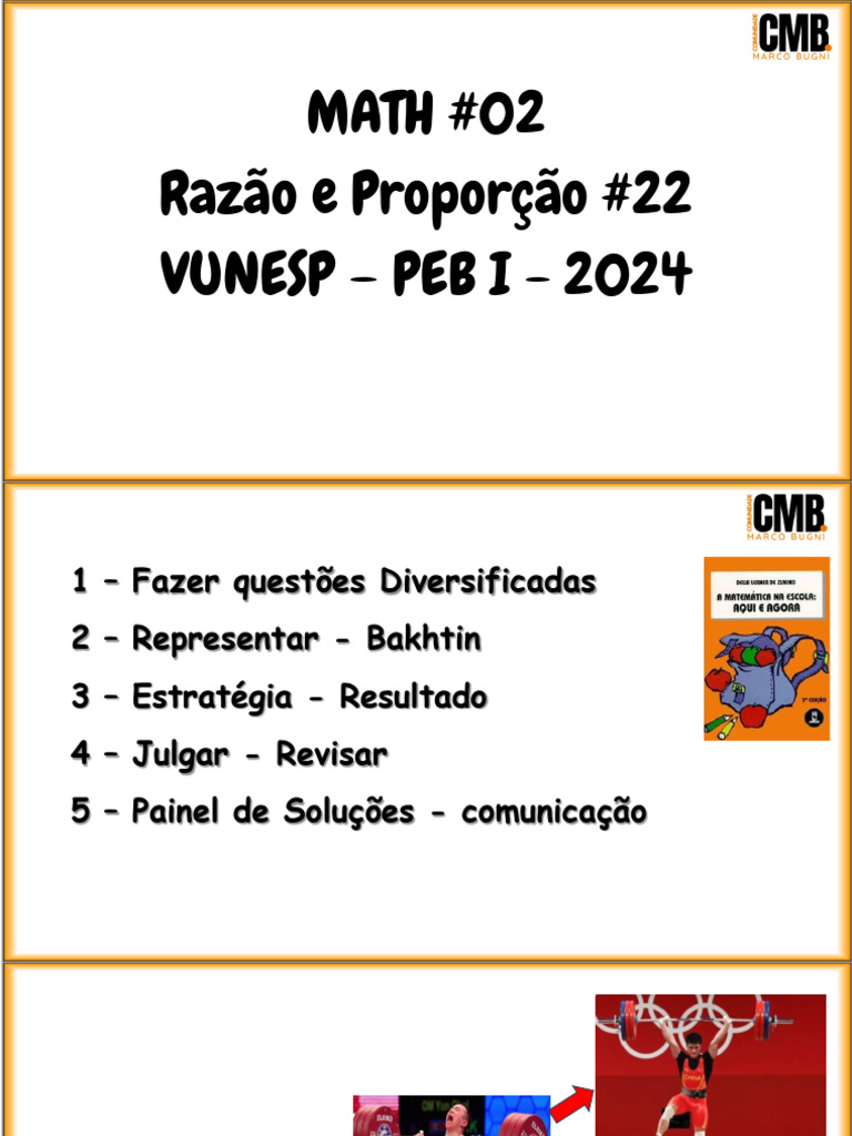 CMB - MAT #02 - Razão e Proporção 2024 | PDF | Faculdade
