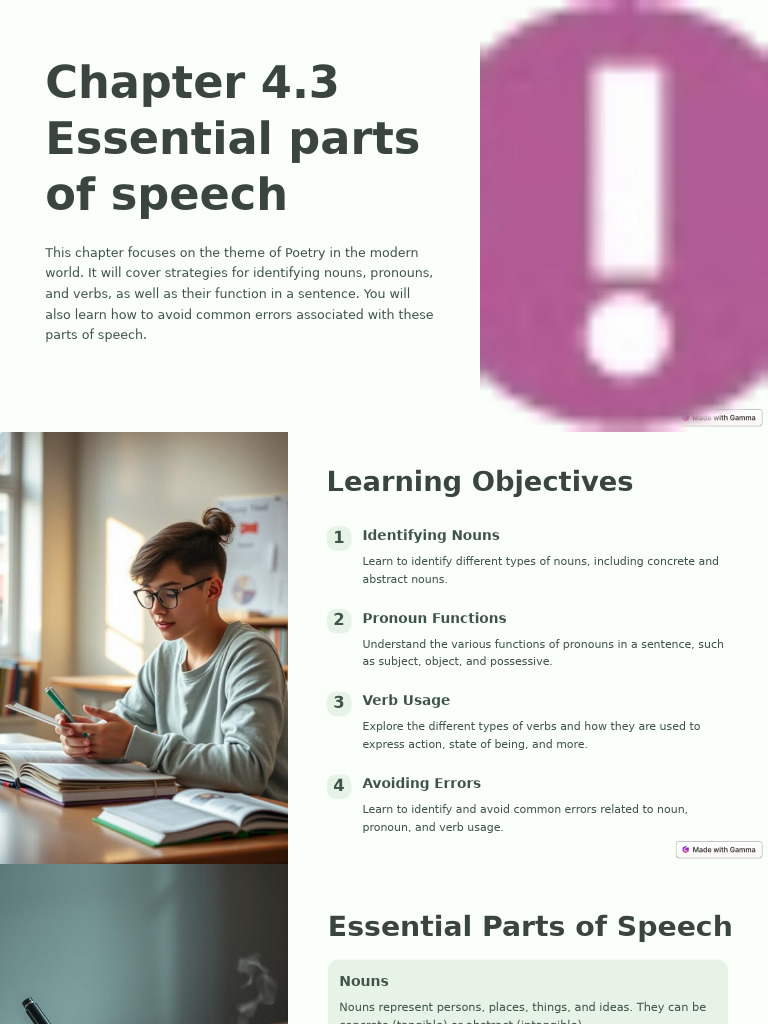 Chapter 43 Essential Parts of Speech | PDF | Pronoun | Verb