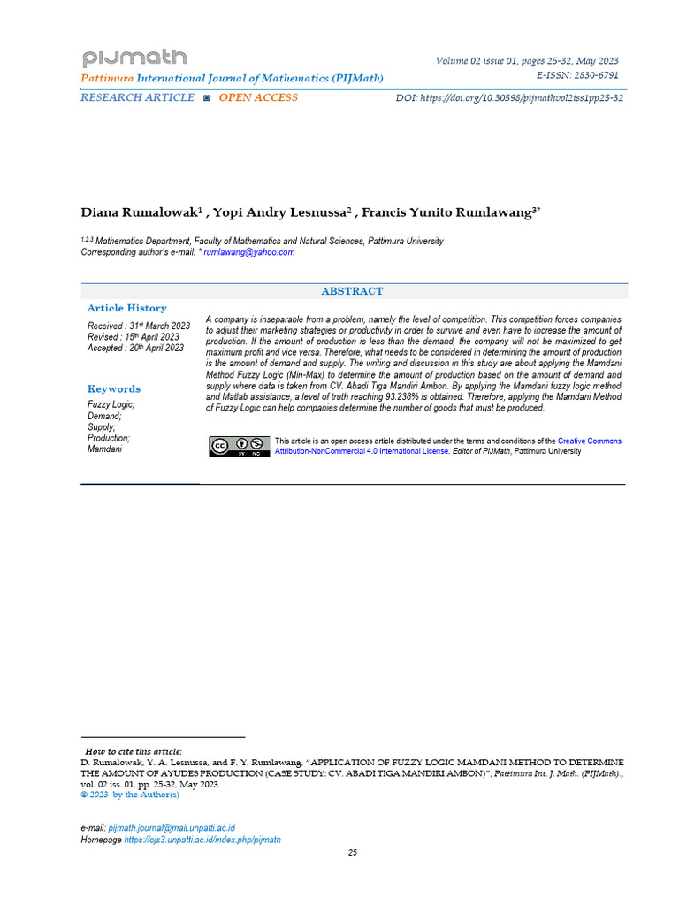 8589-Article Text-42418-1-10-20230424 | PDF | Fuzzy Logic | Mathematics