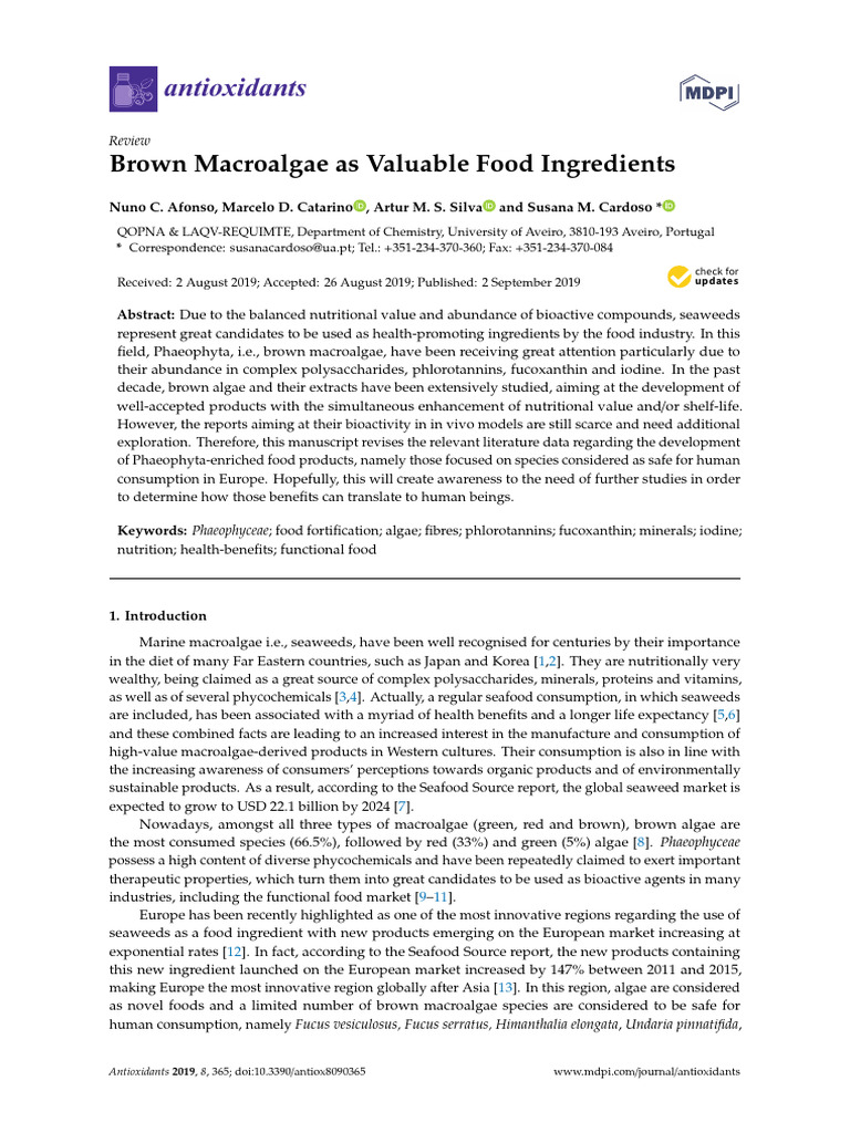 Brown Macroalgae As Valuable Food Ingredients | PDF | Adipocyte | Seaweed