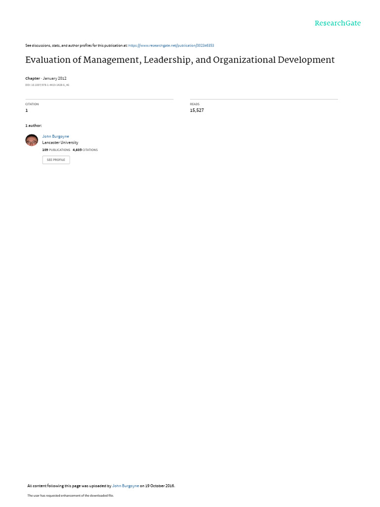 Evaluation of Management, Leadership, and Organizational Development | PDF | Evaluation | Cognition