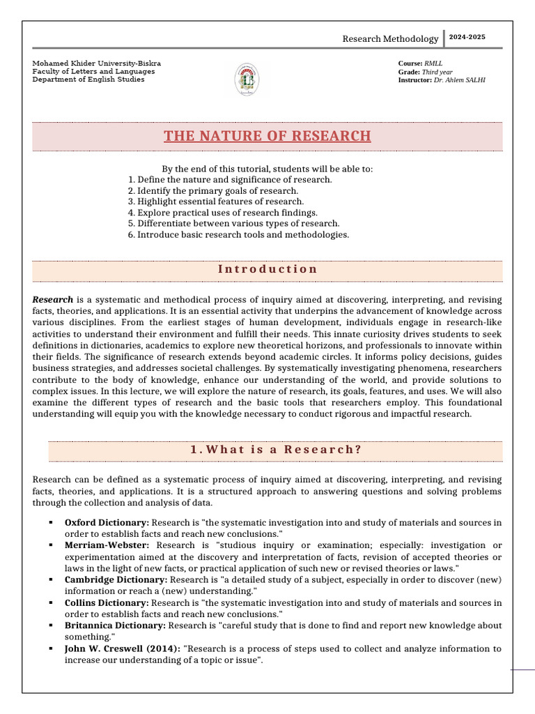 The Nature of Research | PDF | Methodology | Knowledge