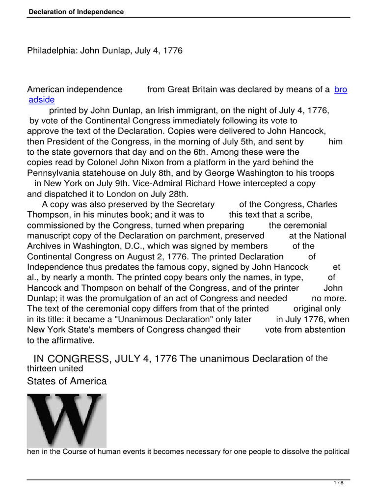 Declaration of Independence Overview | PDF | United States Declaration ...