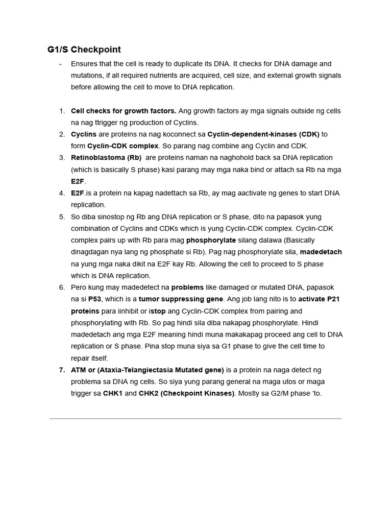 Cell Checkpoints | PDF | Mitosis | Cellular Processes