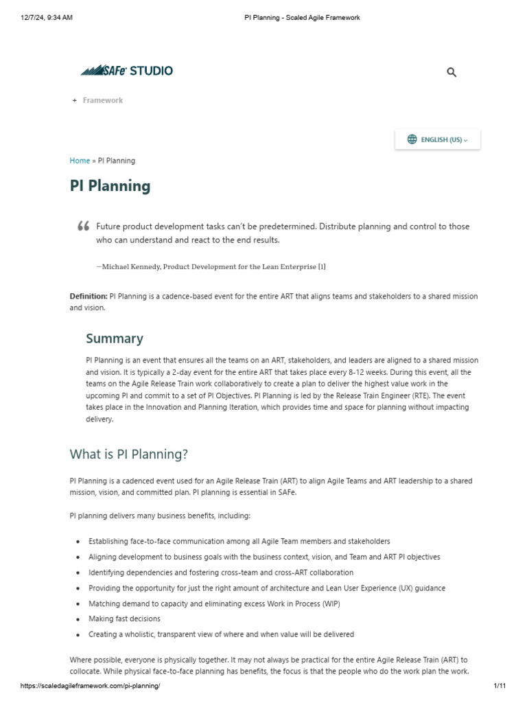 PI Planning in SAFe: A Comprehensive Guide | PDF | Agile Software ...