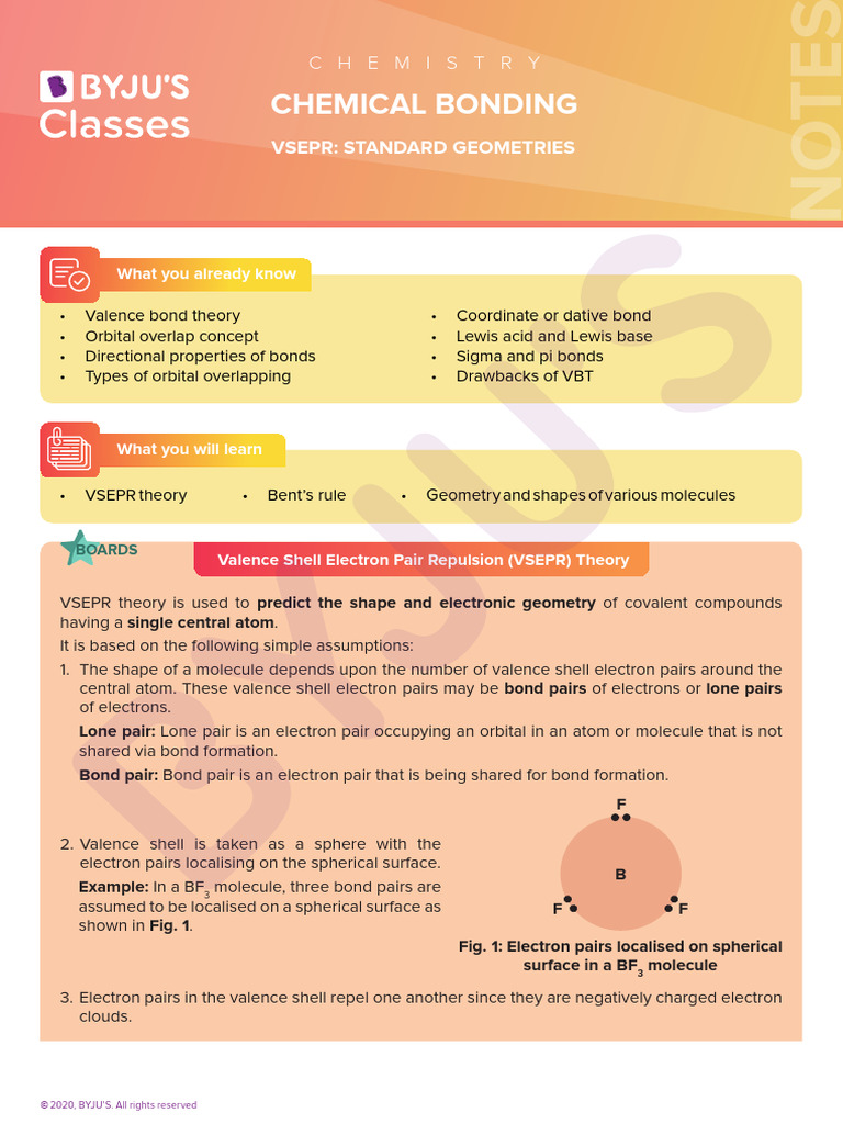 4-VSEPR- Standard Geometries | PDF | Chemical Bond | Valence (Chemistry)