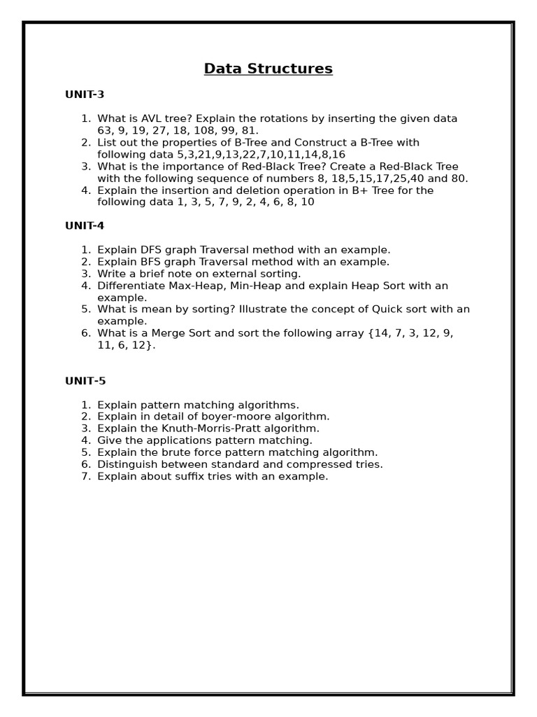 Data Structures Mid-2 Imp Questions | PDF