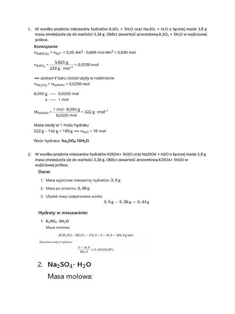 Chemia Hydraty I Mieszaniny | PDF