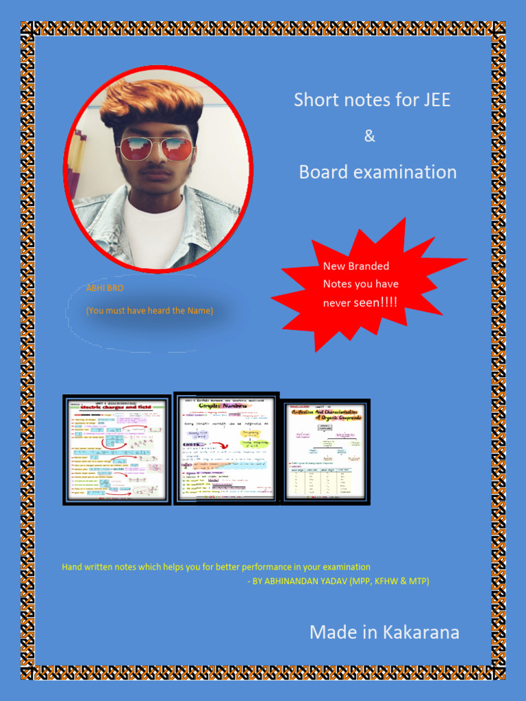 Short Notes For JEE Board Examination Tes For JEE Board Examination | PDF