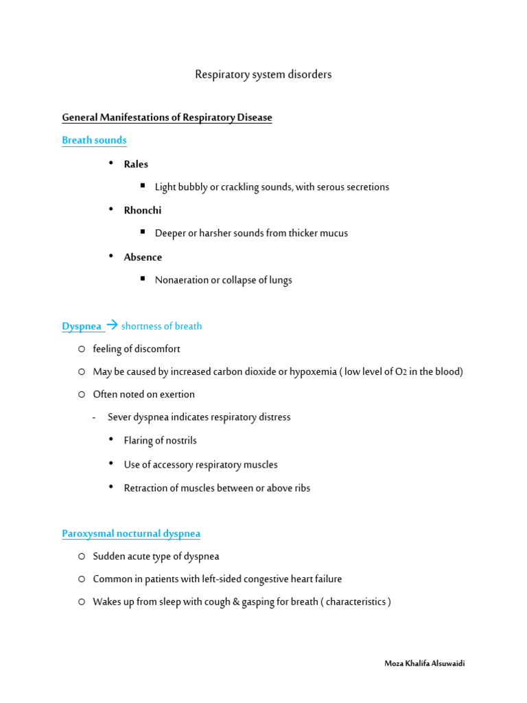Respiratory system disorders | PDF | Respiratory Diseases | Lung