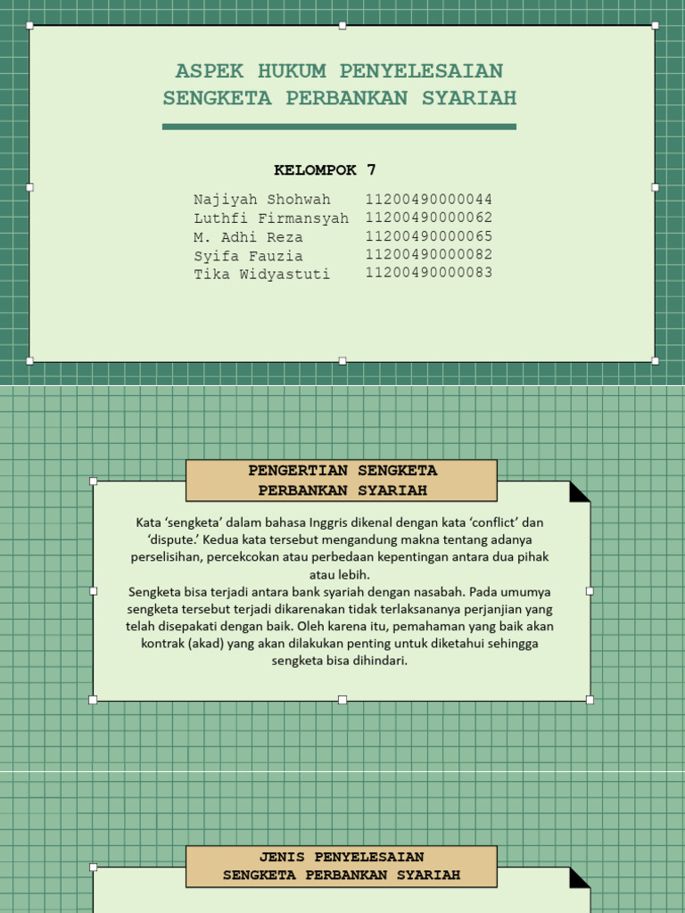 Kelompok 7 Aspek Hukum Penyelesaian Sengketa Perbankan Syariah (PPT) | PDF