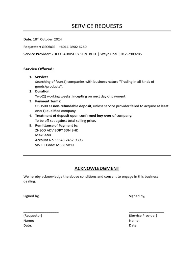 Service Requests | PDF