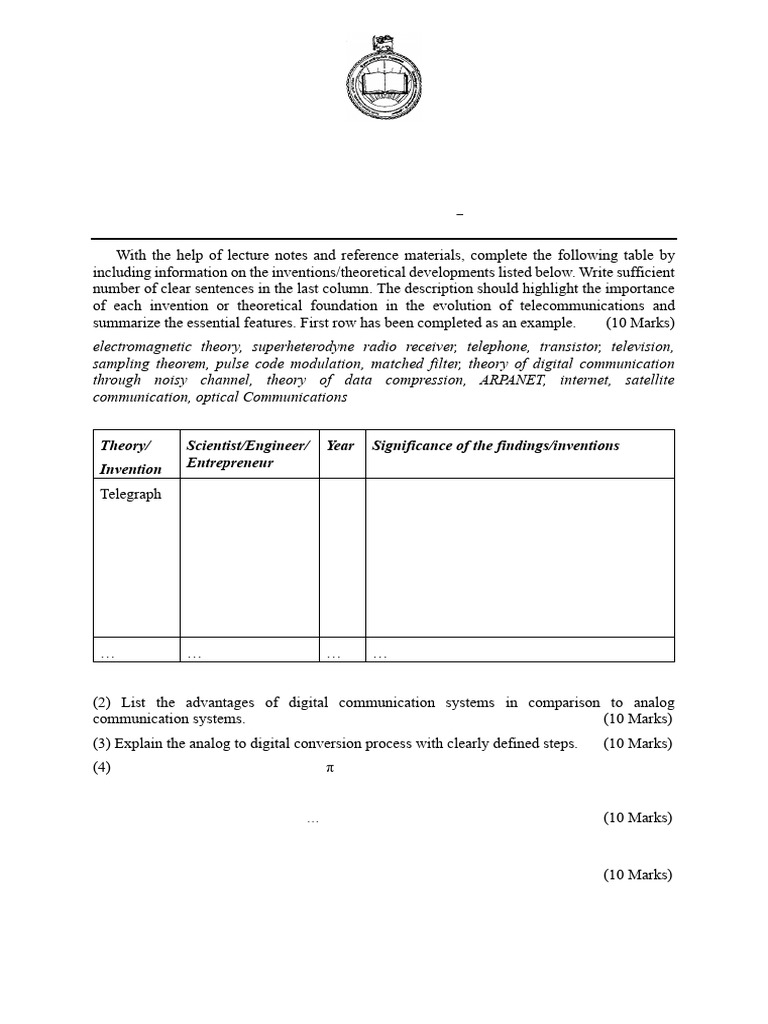 EE2305 Introduction To Telecommunications - Tutorial Assignment 1 | PDF ...