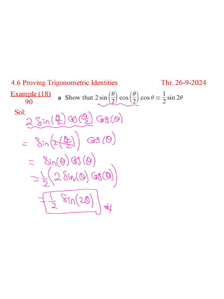 4.6 Proving Trigonometric Identities 25-9-2024 | PDF