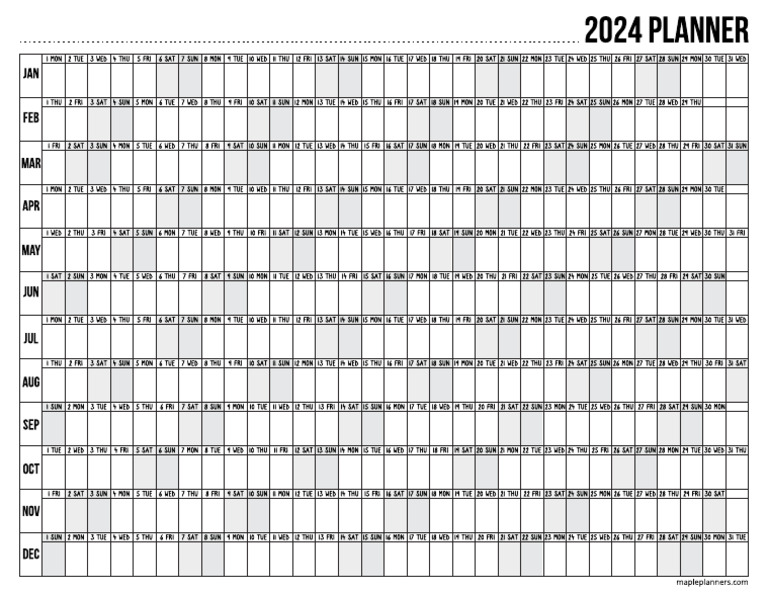 2024 Block Year Planner Letter Size | PDF