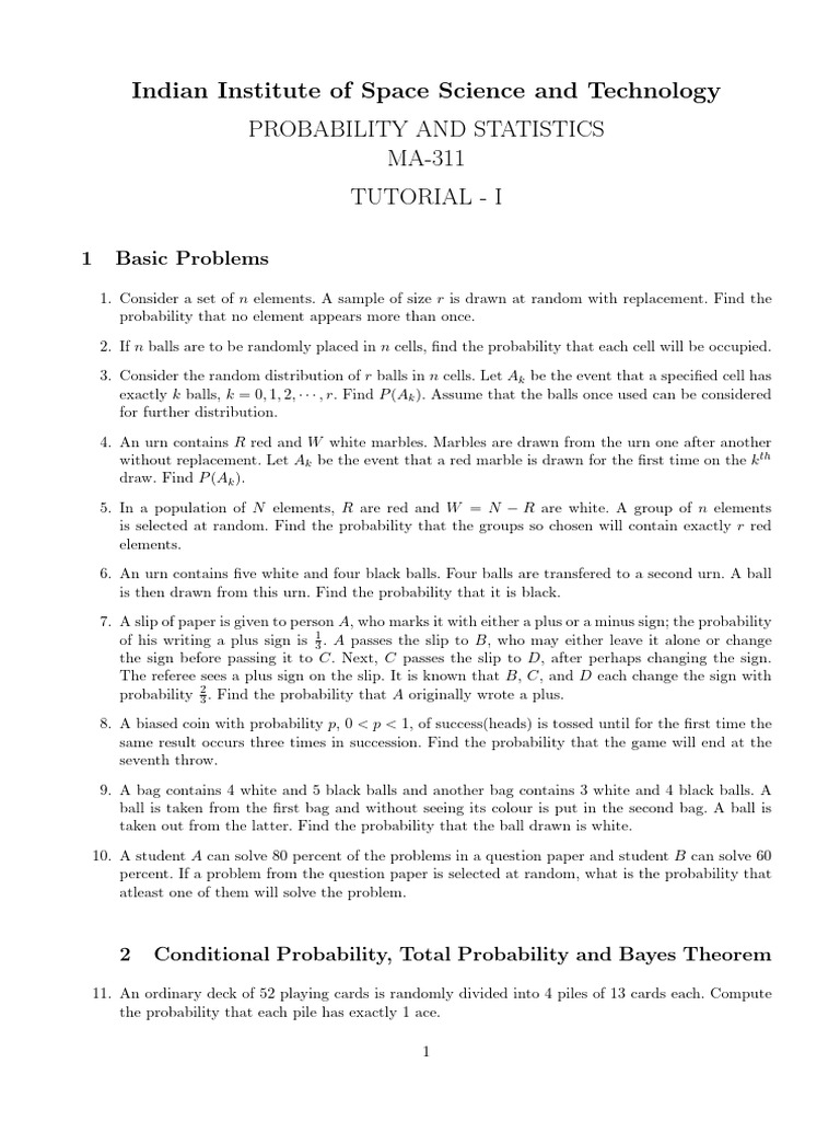 MA311 Probability-Tutorial 2 | PDF | Probability Density Function | Random Variable